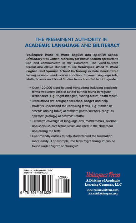 Velázquez Word to Word English and Spanish School Dictionary ...